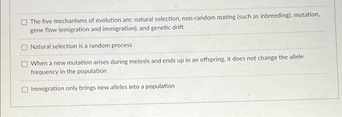 Solved The five mechanisms of evolution are: natural | Chegg.com