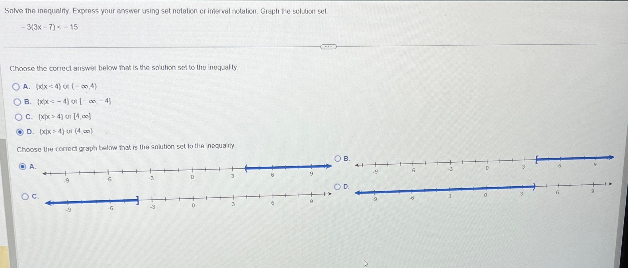 Solved Solve the inequality. Express your answer using set | Chegg.com