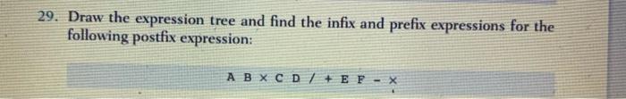 Solved 9. Draw the expression tree and find the infix and | Chegg.com