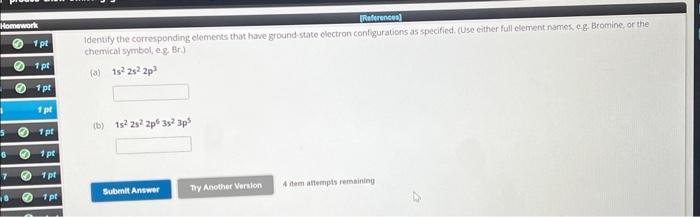 Solved Identify The Corresponding Elements That Have