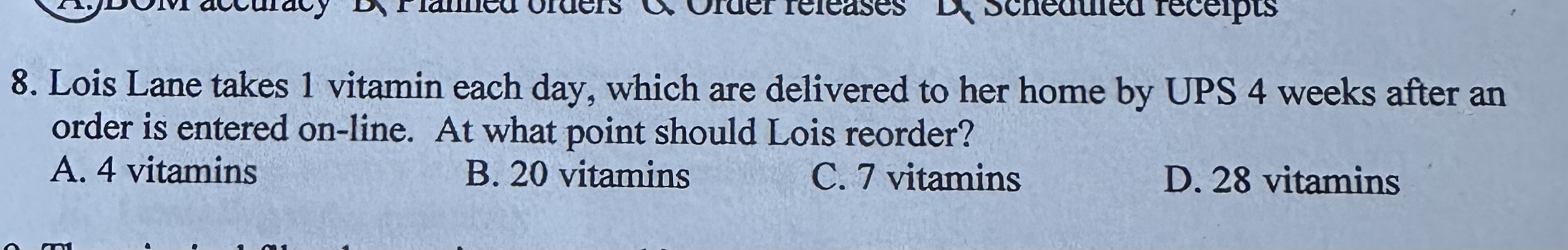 Solved Lois Lane takes 1 ﻿vitamin each day, which are | Chegg.com
