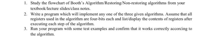 Solved 1. Study the flowchart of Booth's | Chegg.com
