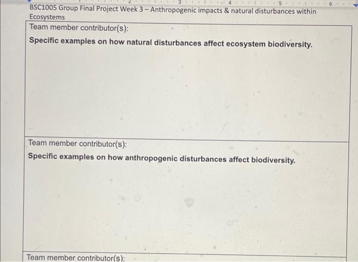 BSC1005 Group Final Project Week 3 - Anthropogenic | Chegg.com