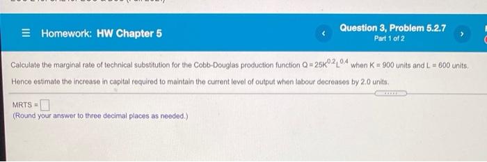 Solved 3 Homework Hw Chapter 5 Question 2 Proble Part 1 Of