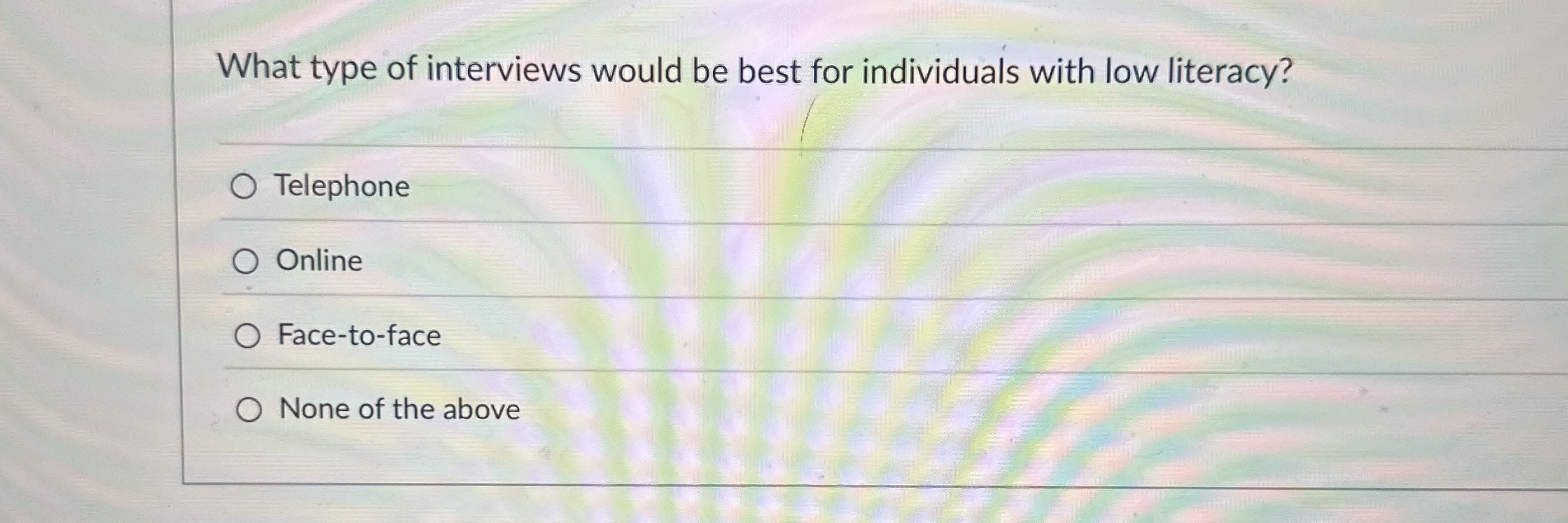 Solved What type of interviews would be best for individuals | Chegg.com