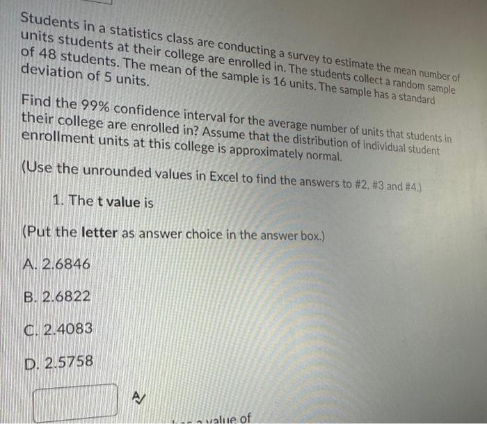 Solved Students in a statistics class are conducting a | Chegg.com