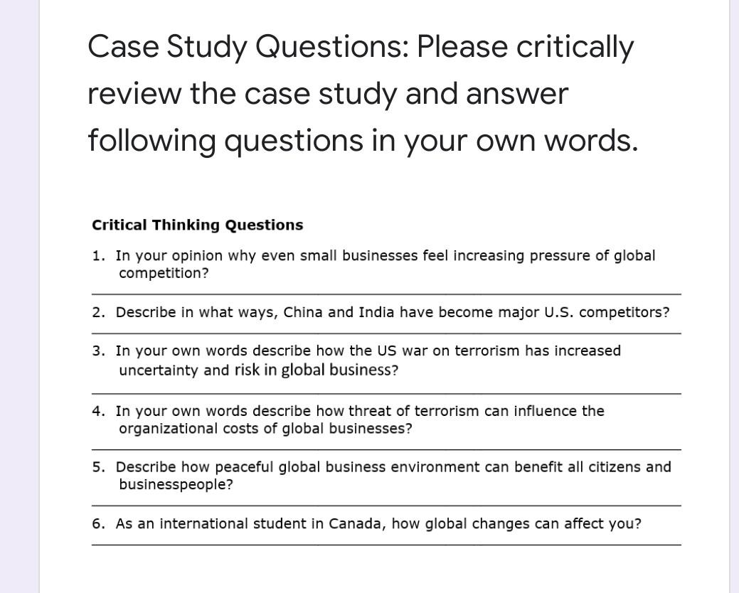 Case Study Analysis (15 Marks] le 0: The Global | Chegg.com