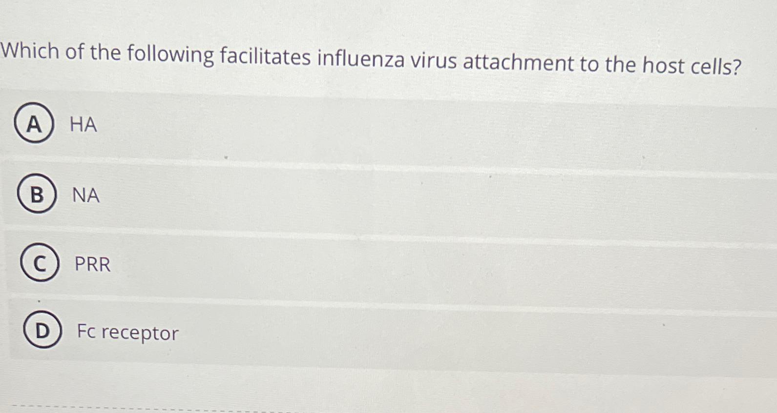 Solved Which of the following facilitates influenza virus | Chegg.com