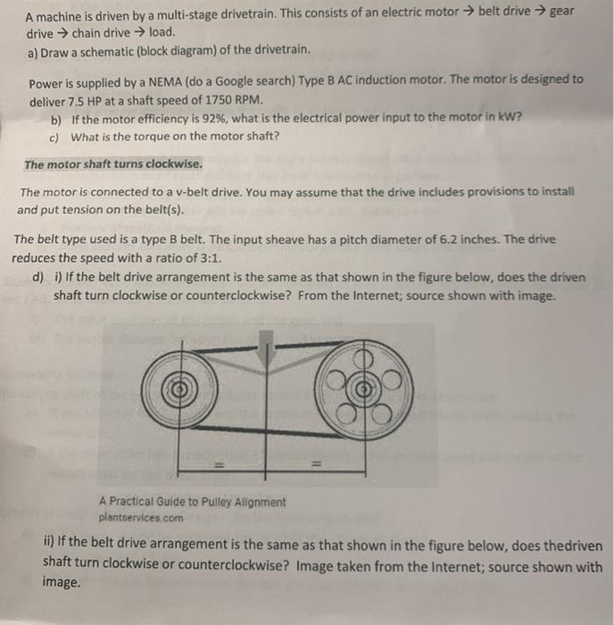 Solved A machine is driven by a multi-stage drivetrain. This | Chegg.com