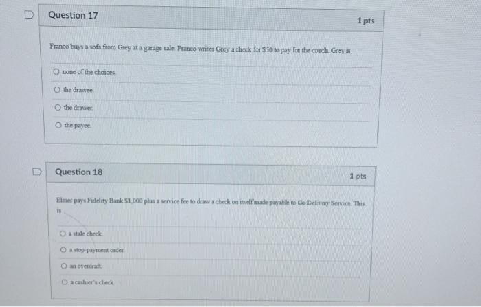 Question 19 1 pts Corky pays Deita Bank $500 plus a | Chegg.com