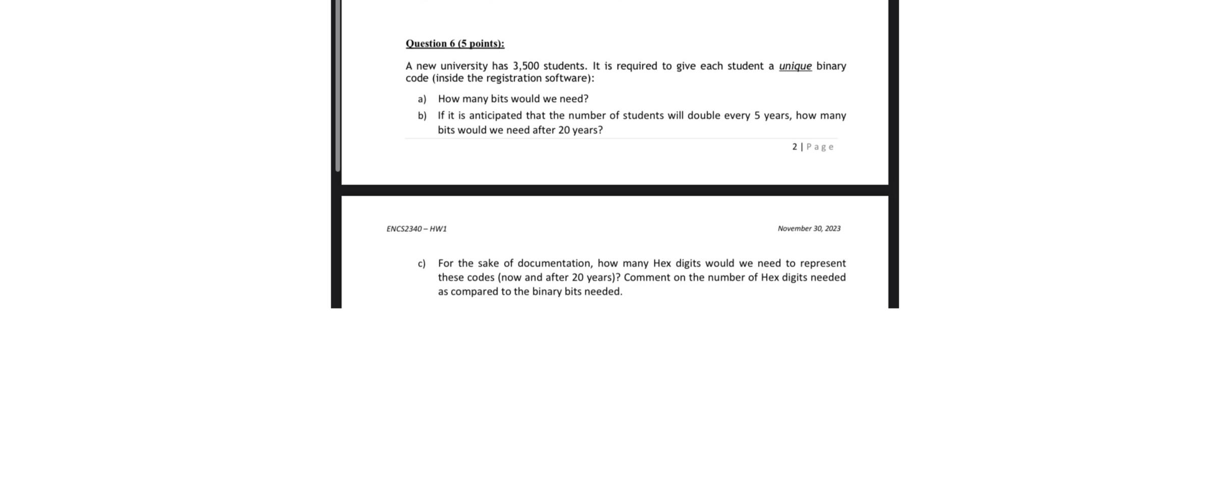Solved Question 6 (5 ﻿points):A new university has 3,500 | Chegg.com