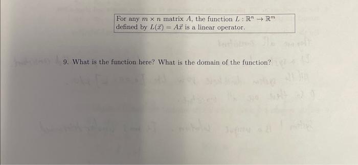 Solved For any m×n matrix A, the function L:Rn→Rm defined by | Chegg.com