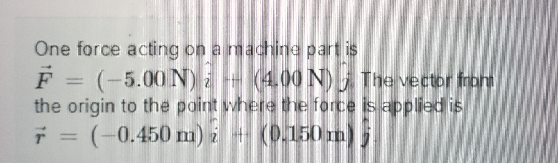 Solved One force acting on a machine part is | Chegg.com