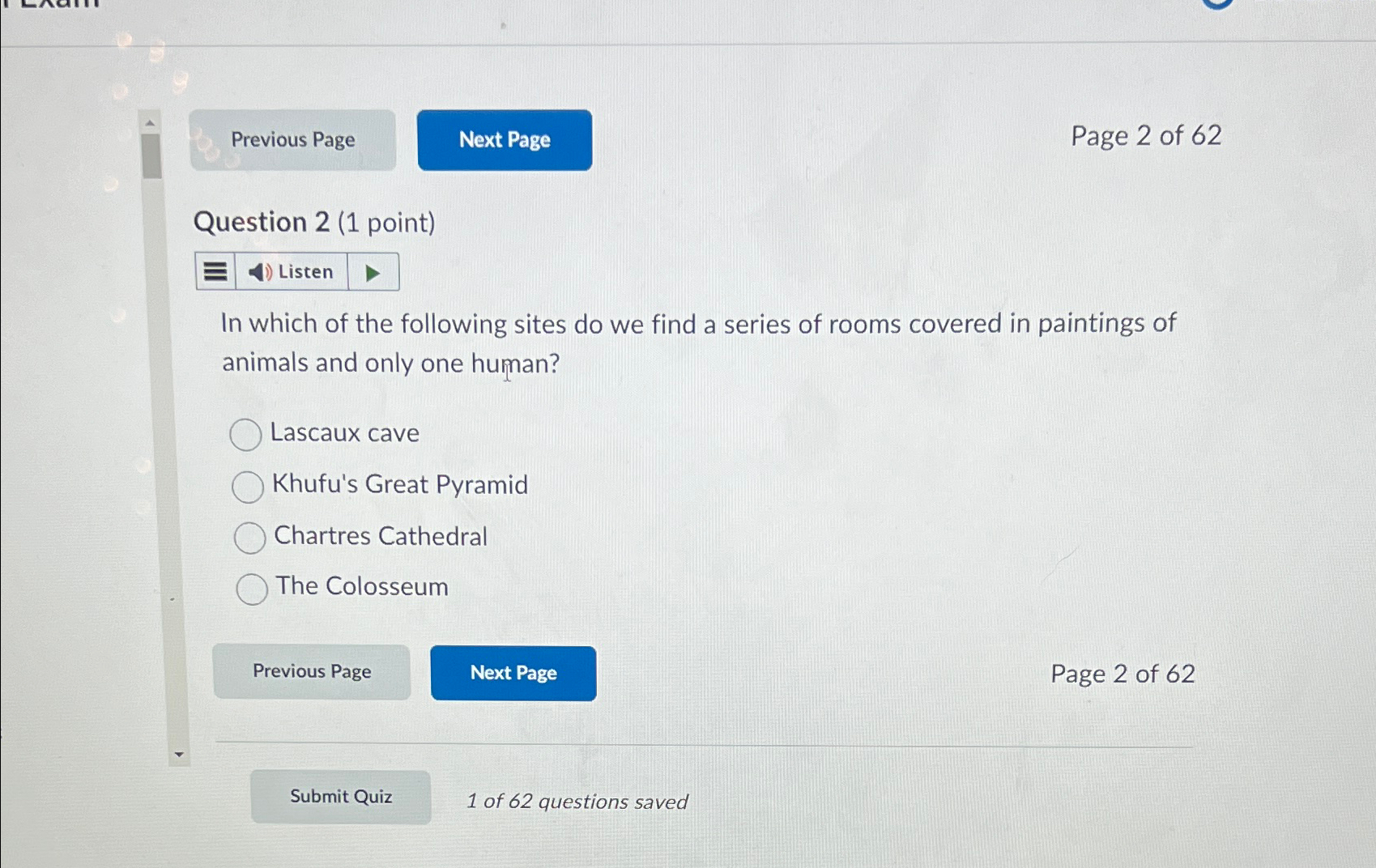 Solved Page 2 ﻿of 62Question 2 (1 ﻿point)ListenIn which of | Chegg.com