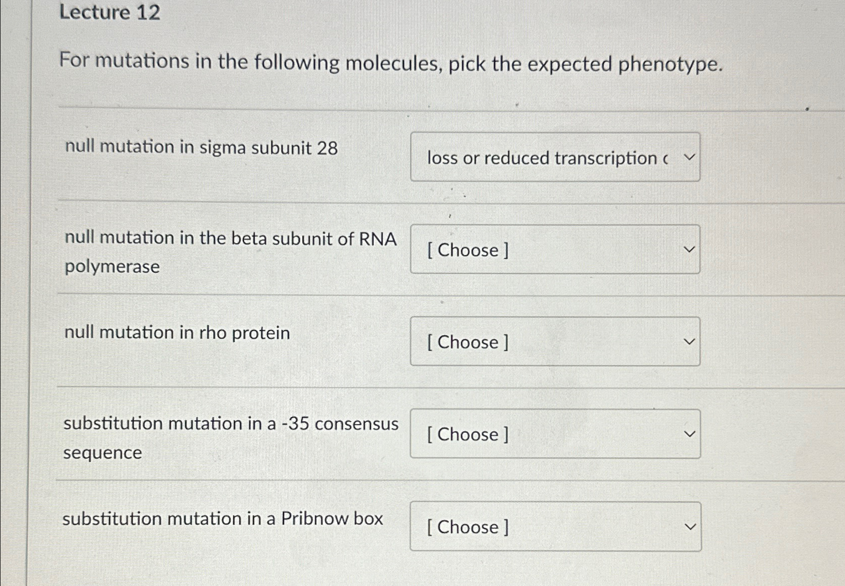 Solved Lecture 12For mutations in the following molecules, | Chegg.com