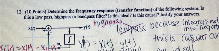 Solved 12. (10 Points) Determine the frequency response | Chegg.com