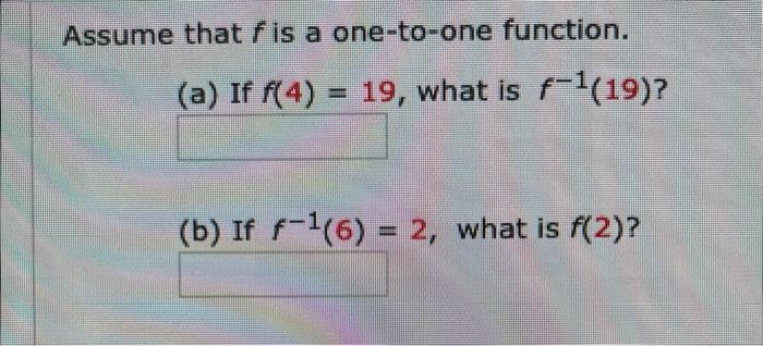 Solved Assume that f is a one-to-one function. (a) If | Chegg.com