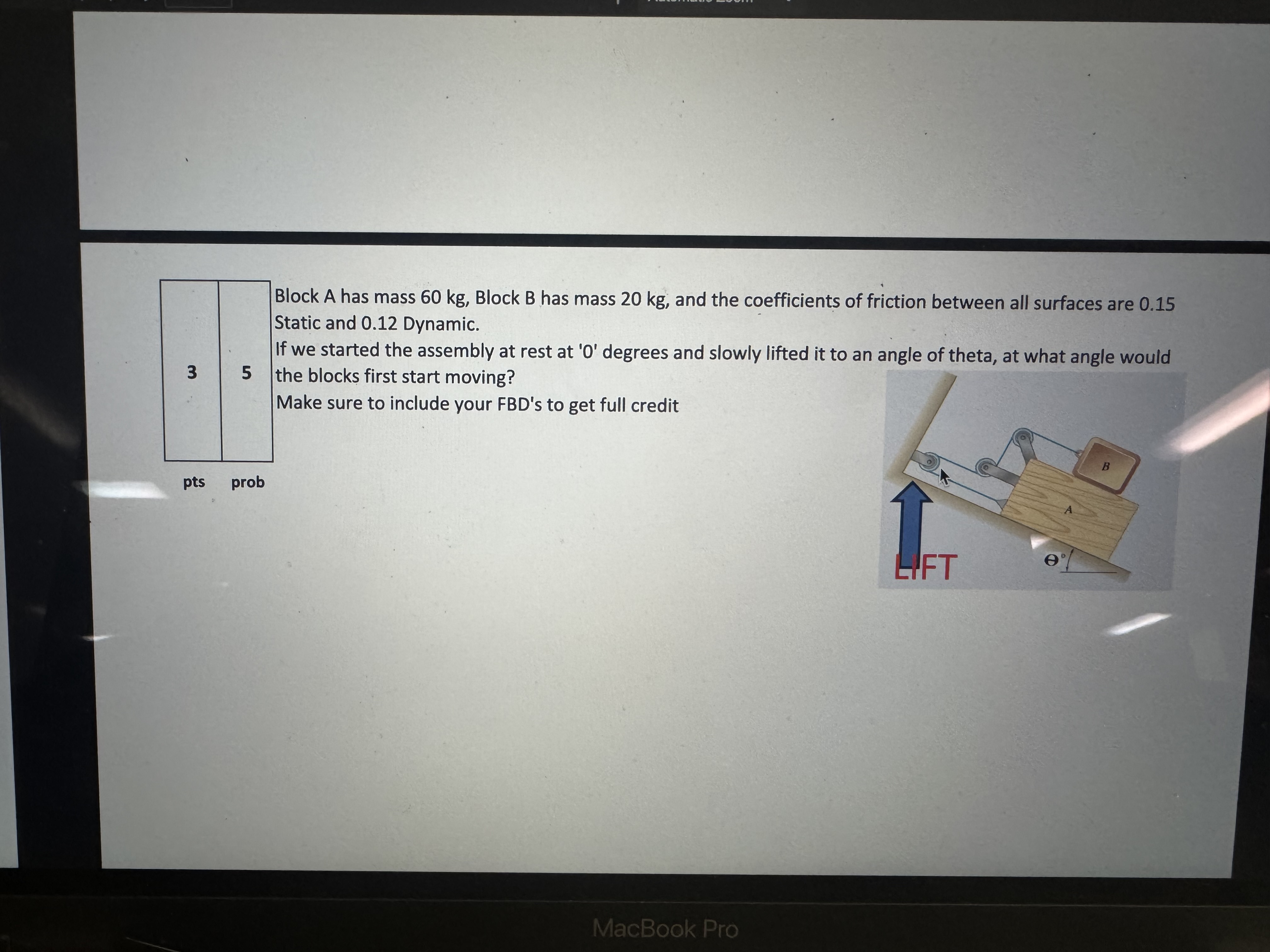 Solved Block A has mass 60 ﻿kg , ﻿Block B has mass 20 ﻿kg , | Chegg.com