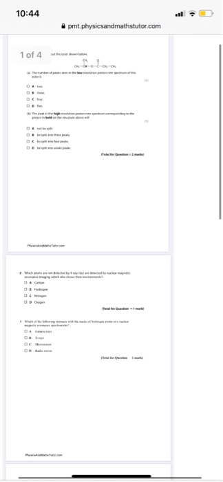 10:44 pmt.physicsandmathstutor.com 1 of 4 1 of 4 | Chegg.com
