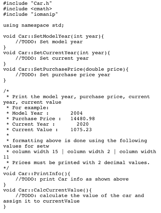 Solved Programming Assignment #5 Help Me Figure Out My Cars | Chegg.com