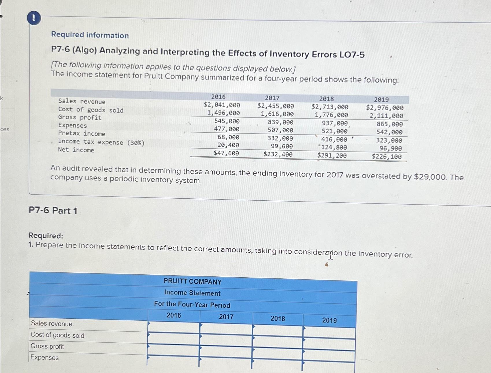Solved !Required informationP7-6 (Algo) ﻿Analyzing and | Chegg.com