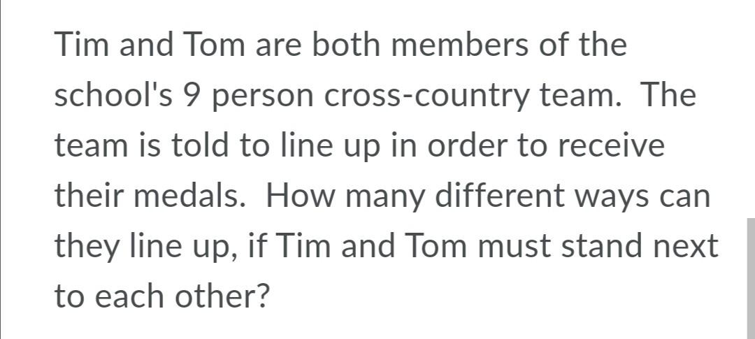 Solved Tim and Tom are both members of the school's 9 person | Chegg.com