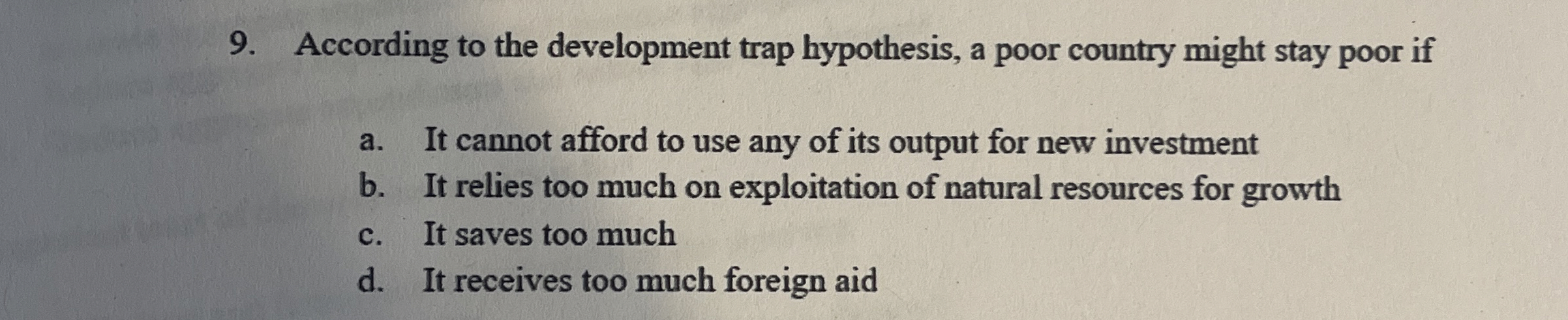 Solved According to the development trap hypothesis, a poor | Chegg.com