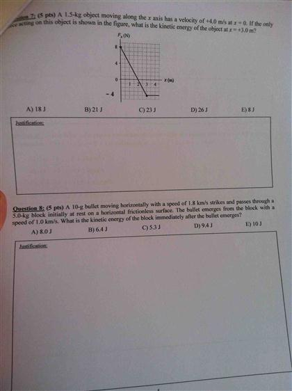 Solved A 1 5 Kg Object Moving Along The X Axis Has A