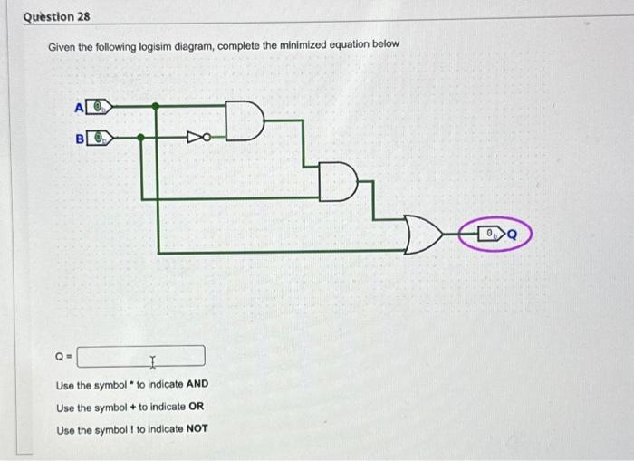 Solved Question 28 Given the following logisim diagram, | Chegg.com