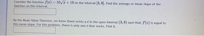 Solved Consider the function f(x)=10x+10 on the intervat | Chegg.com