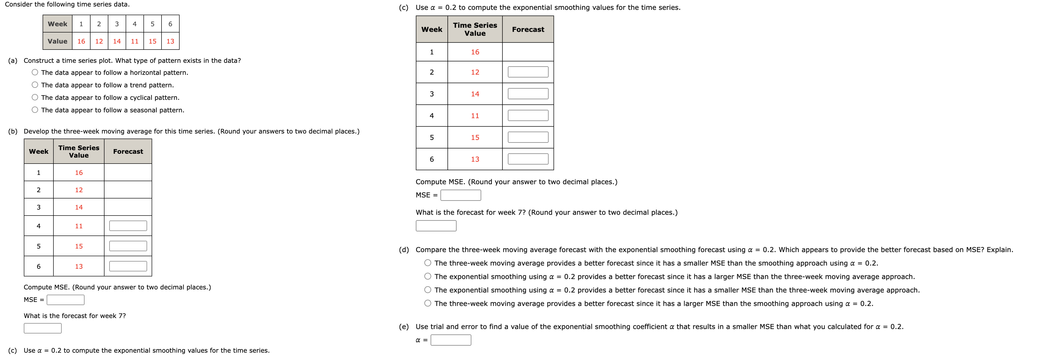 Solved Consider the following time series data.(c) ﻿Use | Chegg.com