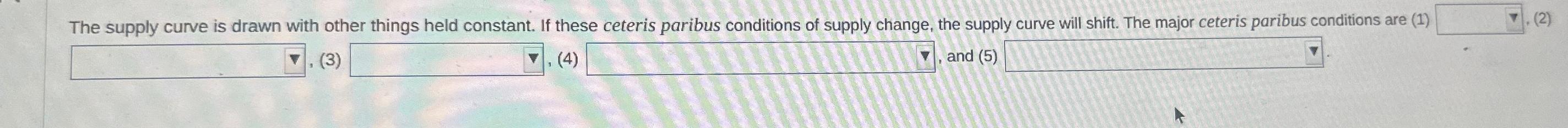 Solved The supply curve is drawn with other things held | Chegg.com