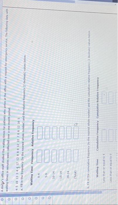 Solved C O O O O A doctor's office staff studied the waiting | Chegg.com