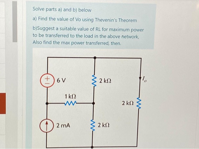 Solved Solve parts a) and b) below a) Find the value of Vo | Chegg.com