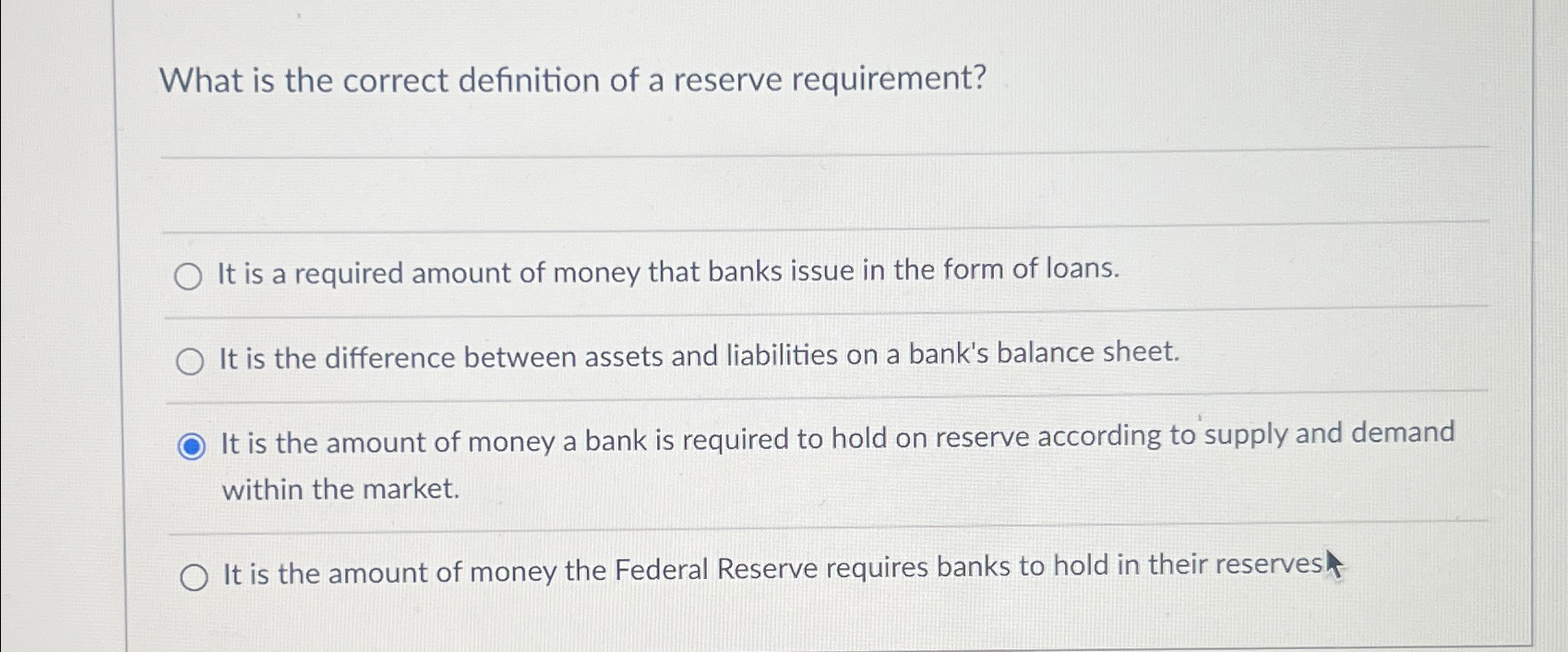 Solved What is the correct definition of a reserve | Chegg.com