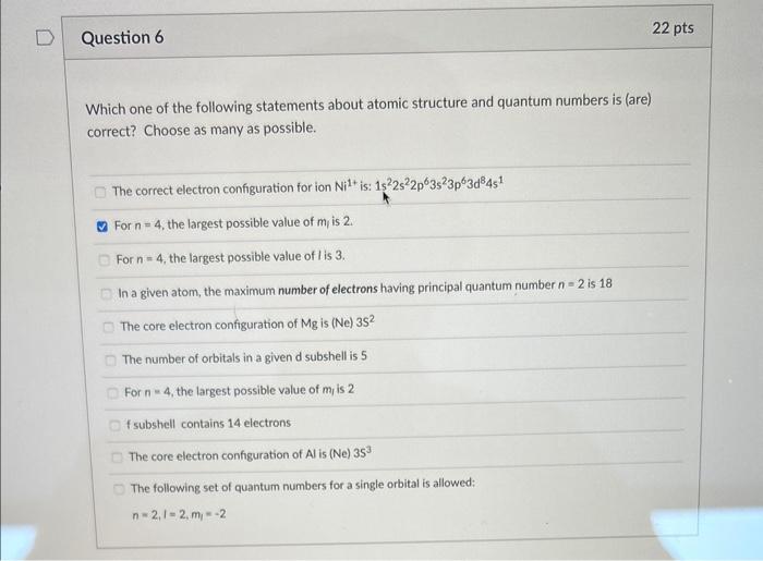 Solved Which one of the following statements about atomic | Chegg.com