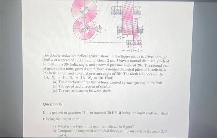 Solved The double-reduction helical gearset shown in the | Chegg.com