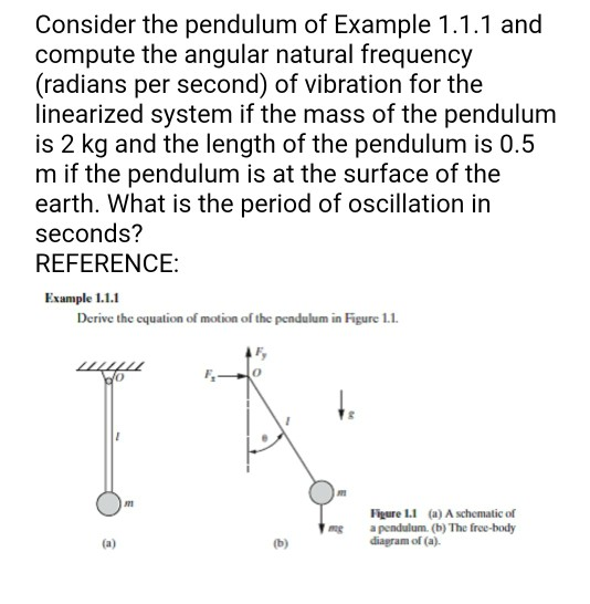 Solved Consider the pendulum of Example 1.1.1 and compute | Chegg.com
