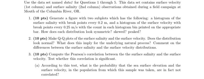 Use the data set named data1 for Questions 1 through | Chegg.com