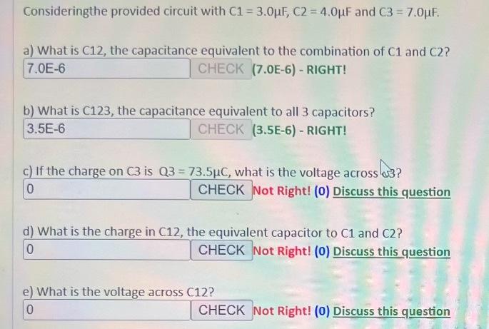 Solved Consideringthe provided circuit with | Chegg.com