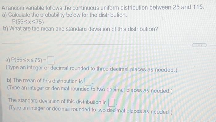Solved A Random Variable Follows The Continuous Uniform 