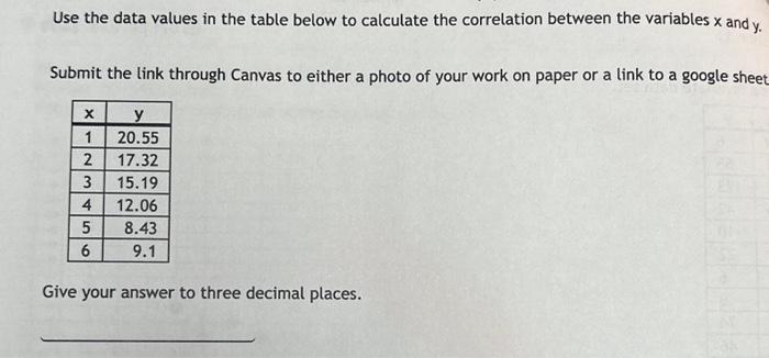 Solved Use the data values in the table below to calculate | Chegg.com