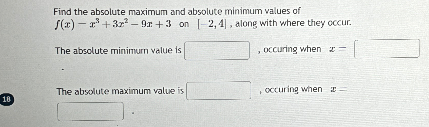 Solved Find the absolute maximum and absolute minimum values | Chegg.com