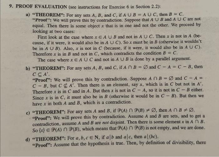 Solved PROOF EVALUATION (see instructions for Exercise 6 in | Chegg.com