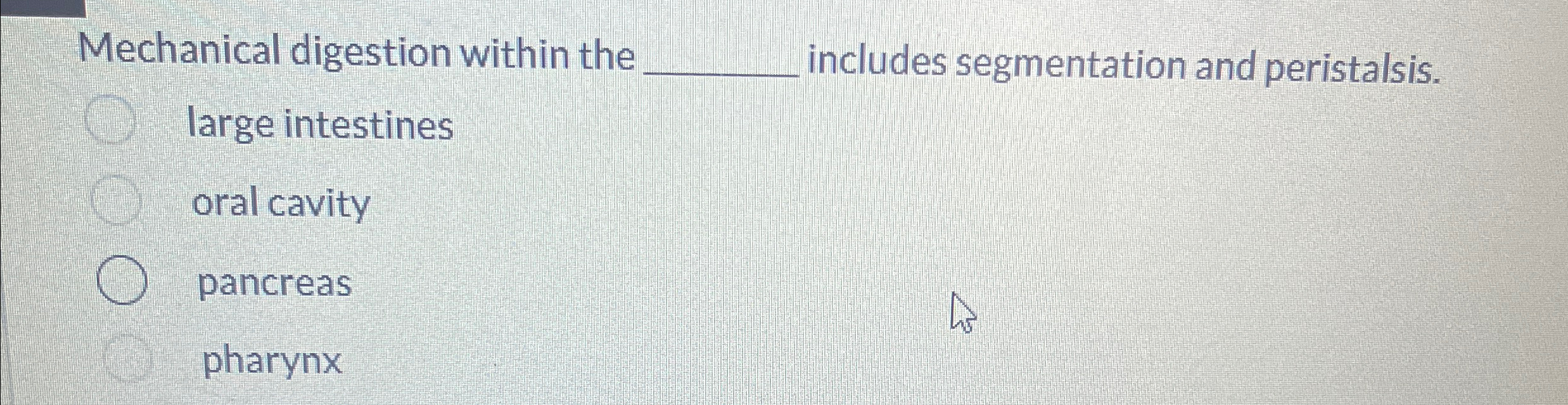 Solved Mechanical digestion within the q,large | Chegg.com