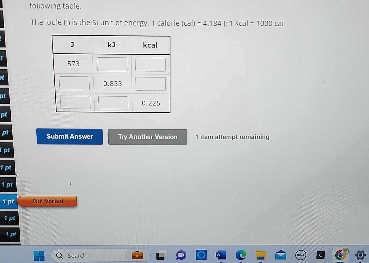 Solved following table. The Joule (J) is the SI unit of | Chegg.com