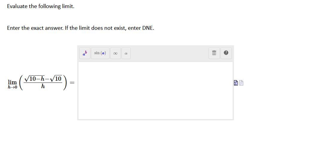 Solved Evaluate the following limit.Enter the exact answer. | Chegg.com