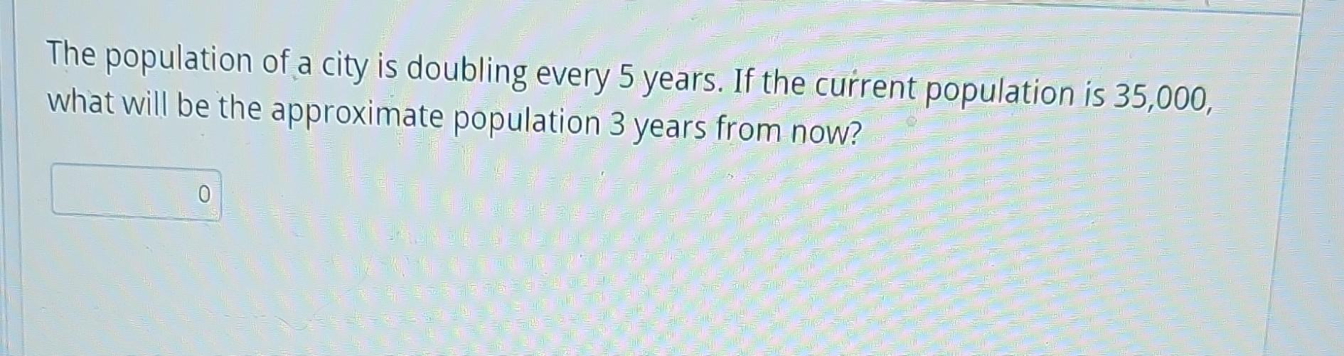 Solved The population of a city is doubling every 5 years. | Chegg.com