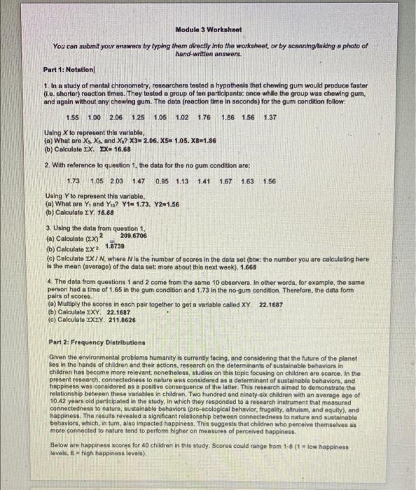 Solved Modula 3 Worksheet You can submit your answers by | Chegg.com
