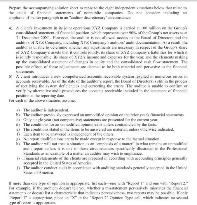 Solved Prepare the accompanying solution sheet to reply to | Chegg.com